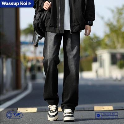 WASSUPKOI复古水洗直筒牛仔裤男