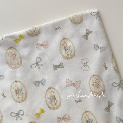 60支比得兔复古小兔卡通纯棉面料亲肤棉童装面料儿童床单被罩面料