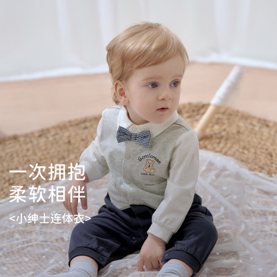 戴维贝拉新生婴儿男童女宝连体衣爬服