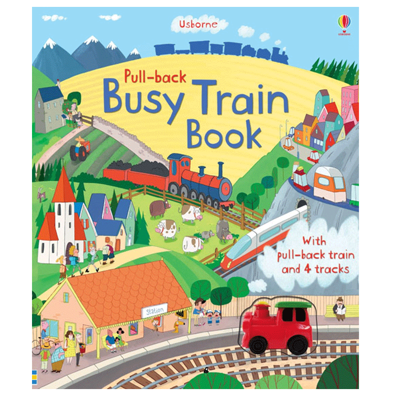 【现货】Pull-back Busy Train繁忙的火车英文原版儿童互动游戏读物书籍进口_虎窝淘