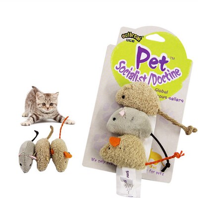 3Pcs New Plush Simulation Mouse Cat Toy Bite Resistance Plus