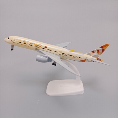 19cm阿提哈德航空波音机B787合金仿真飞机模型金属航模摆件带轮子