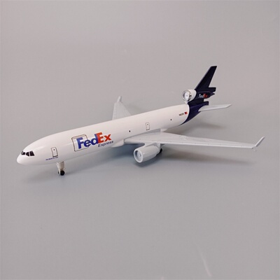 FEDEX运输机联邦麦道MD-11合金仿真飞机模型金属航模带起落架20cm