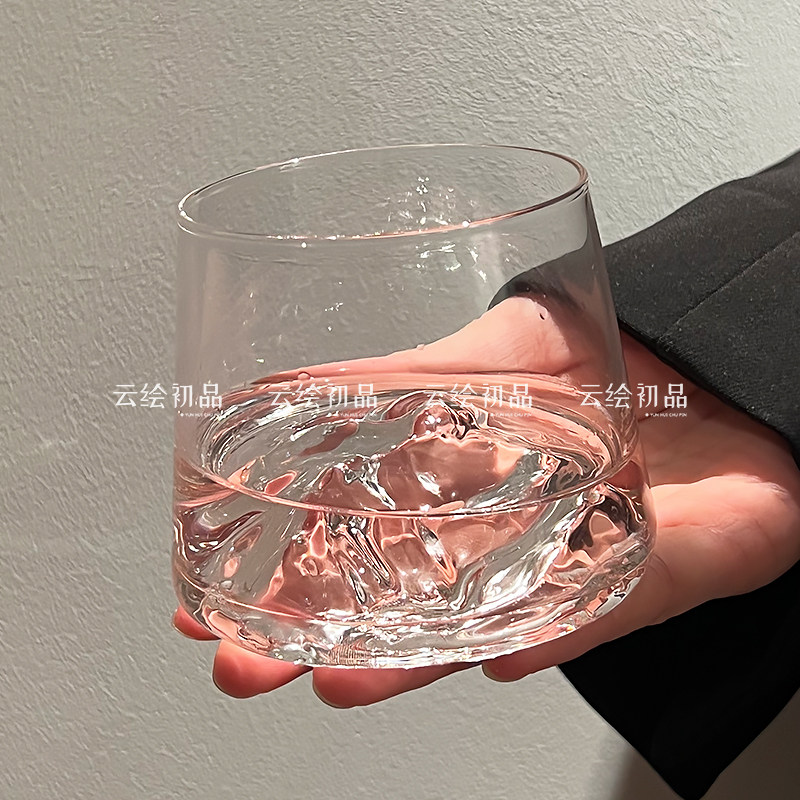 ins风日式富士山杯观山杯办公室家用茶杯威士忌酒杯洋酒玻璃杯子