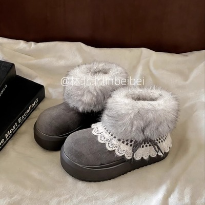 林北北可拆卸外穿毛毛雪地靴女