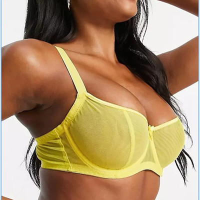 性感有钢托锦纶大胸显小胖妹内衣