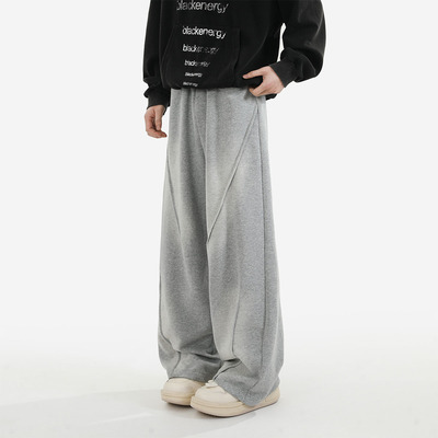 ZMOGEE潮牌卫裤男秋冬季加绒美式重磅水洗裤子宽松直筒休闲运动裤