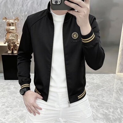 2026简欧春秋男士外套圆领帅气时尚印花轻奢高端男装夹克潮6211