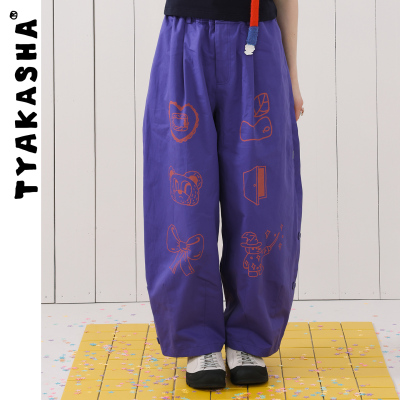 TYAKASHA塔卡沙男女情侣款长裤2026春季新款蓝紫色休闲长裤直筒裤