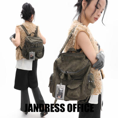 链铆钉书包女双肩包单肩机车背包