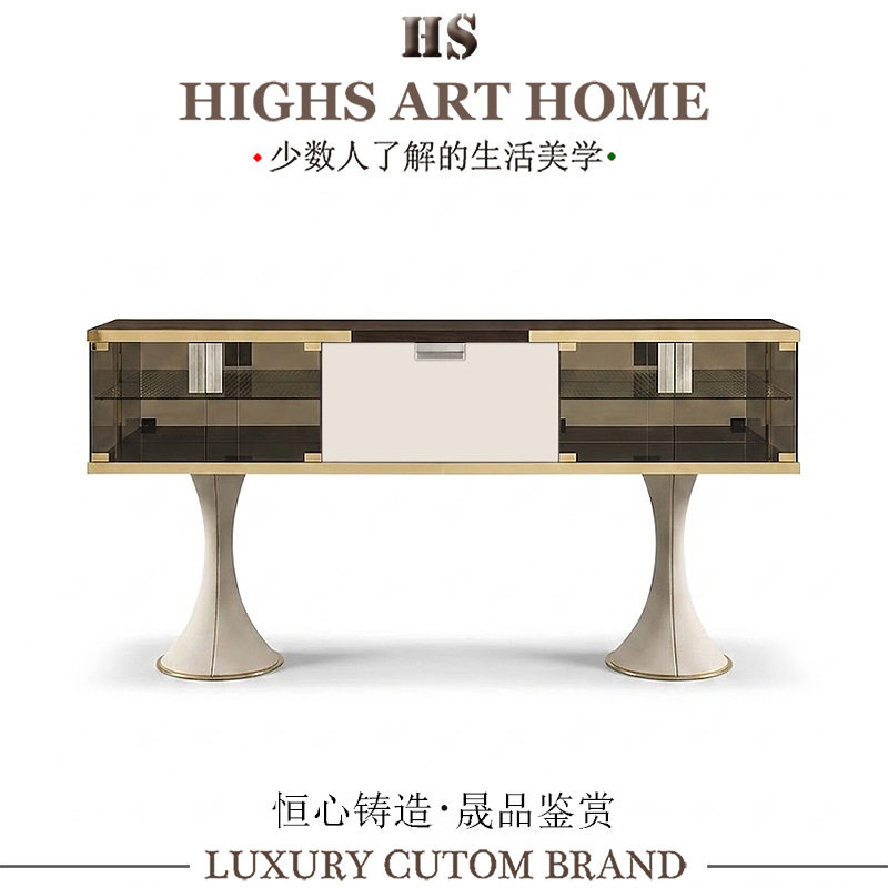 longhi轻奢高级感实木餐边柜豪宅家用创意收纳柜高端定制储物柜