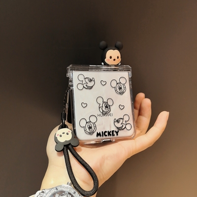 米奇适用华为pocket2手机壳purax硬nova三星zflip7654透明vivox卡通oppofindn3n2女w荣耀v小米mixflip男p50绳