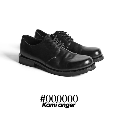 Kami anger进口胎牛皮德比鞋柔软方跟皮鞋百搭男女中性通勤休闲
