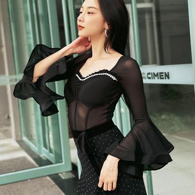 丹珍舞服摩登舞蹈练功服国标交谊舞双人舞新品专业上衣连体服M12