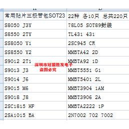 常用贴片三极管包 SOT23样品包 S8050 S8550 TL431 78L05  BAW56