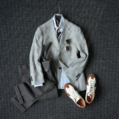 CssuGent那不勒斯皇后高定精纺羊毛亲王格西服男绅士通勤绅装西装