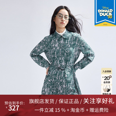 播迪士尼唐老鸭系列商场同款2024新款收腰印花连衣裙BDR1LD0250
