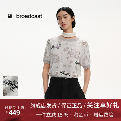 播商场同款Lisa Larson联名提花短袖针织上衣女25夏新BDS2SD2099