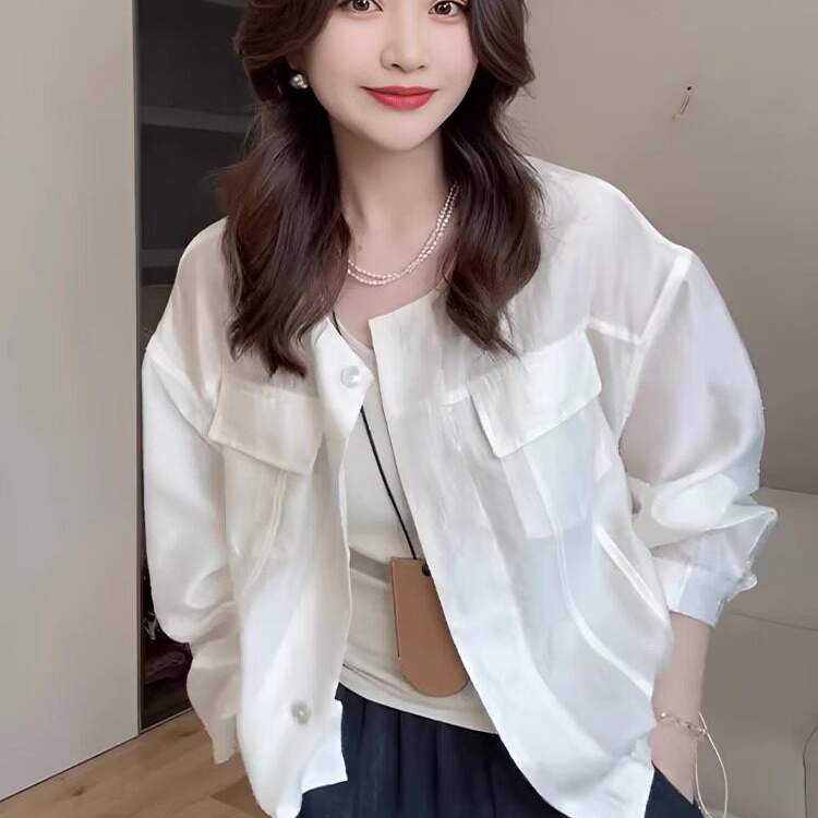 特大码300斤设计感白色防晒衬衫女夏季胖mm薄款衬衣开衫外套上衣