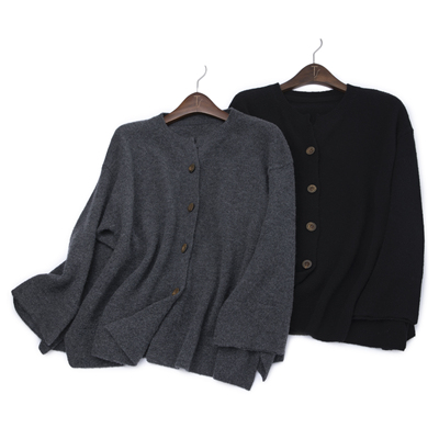 LEMAER乐玛尔 【绒理哲思】老钱风玲珑纱木质扣蓬松肌理羊绒开衫