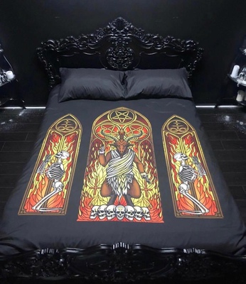 暗黑哥特亚文化巴风特床品三件套