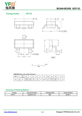 晶体管BC849C SOT-23封装印字2C /品牌