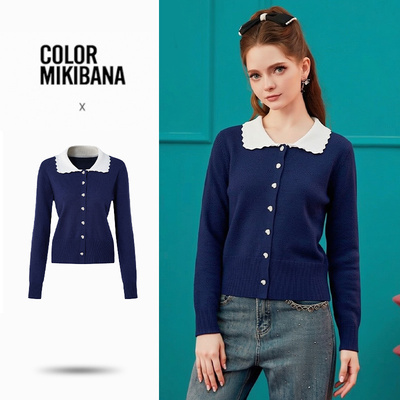 【直播专享】MIKIBANA春季新款针织翻领针织衫J61TC1788
