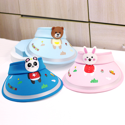 夏季儿童遮阳帽可爱卡通空顶帽男童女童户外防晒超萌宝宝太阳帽子