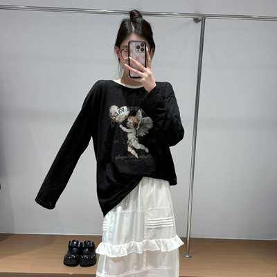 FIZZFLY | 25设计师品牌新款复古风天使棉麻长袖T恤