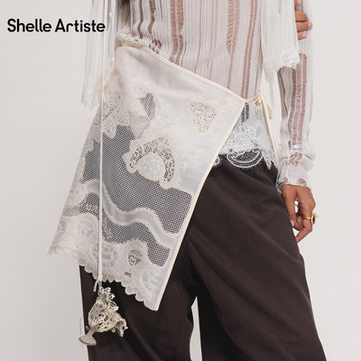 【现货】SHELLE ARTISTE26夏季新款米白色蕾丝镂空干杯吧屁帘配饰