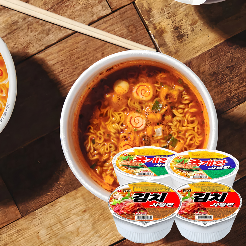 韩国进口方便面农心辣牛肉面86g*6辣白菜碗面韩式速食小碗泡菜面_虎窝淘