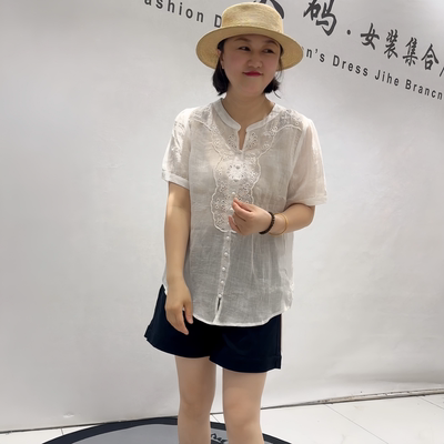 芮娜依莲夏季新款大码显瘦短袖衫