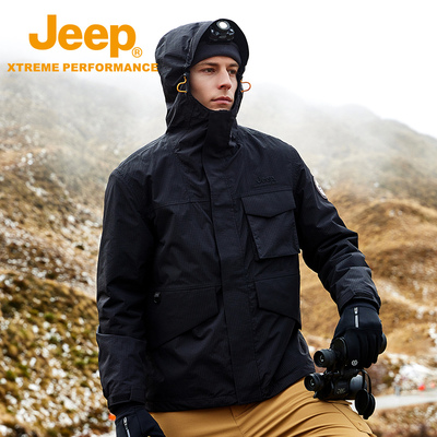 Jeep Xtreme Performance户外高端男士冲锋衣抓绒两件套登山服