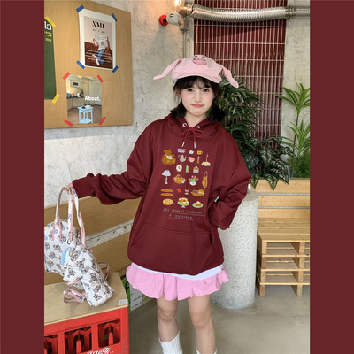 美式高街涂鸦秋冬款连帽卫衣女