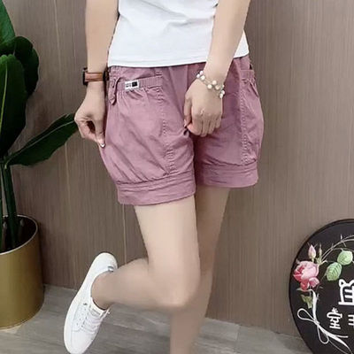 休闲短裤女外穿松紧工装裤热裤女