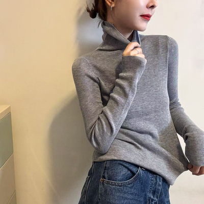 堆堆领细羊毛高领针织衫女欧洲站