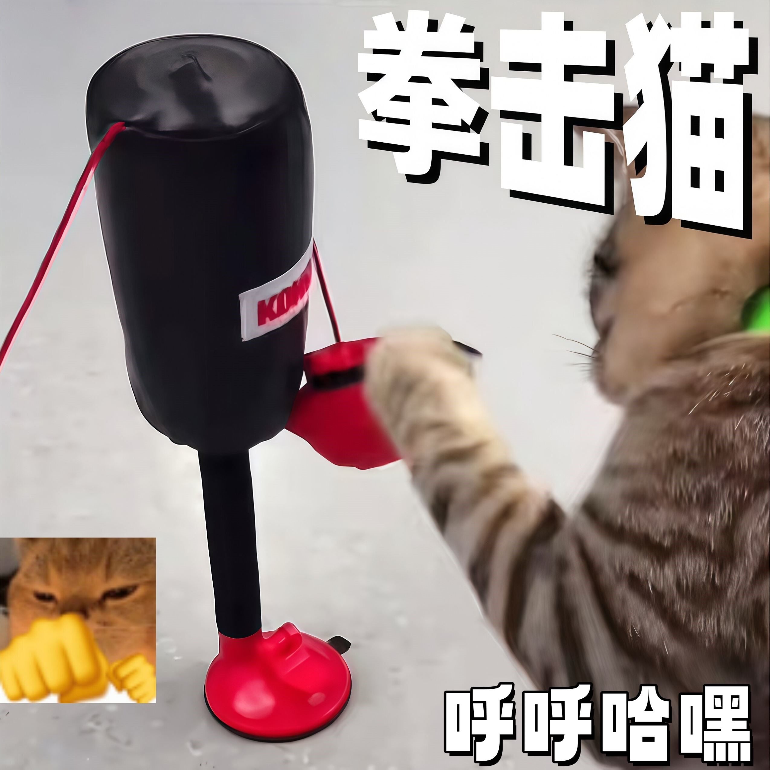 猫咪拳击手套趣味逗猫玩具猫咪自嗨解闷沙袋吸盘立柱宠物互动游戏