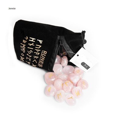 天然紫水晶如尼石北欧卢恩字母天然水晶粉晶宝石Runes进口水晶石