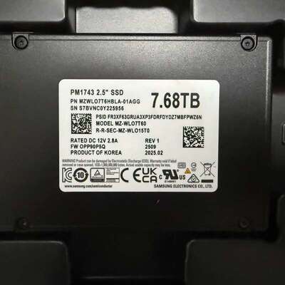 全新拆新三星PM1743 7.68TB 2.5寸U.2企业级--议价商品