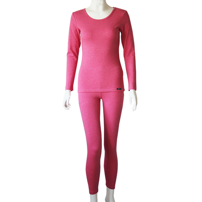 女士纯色V领薄款加绒保暖内衣