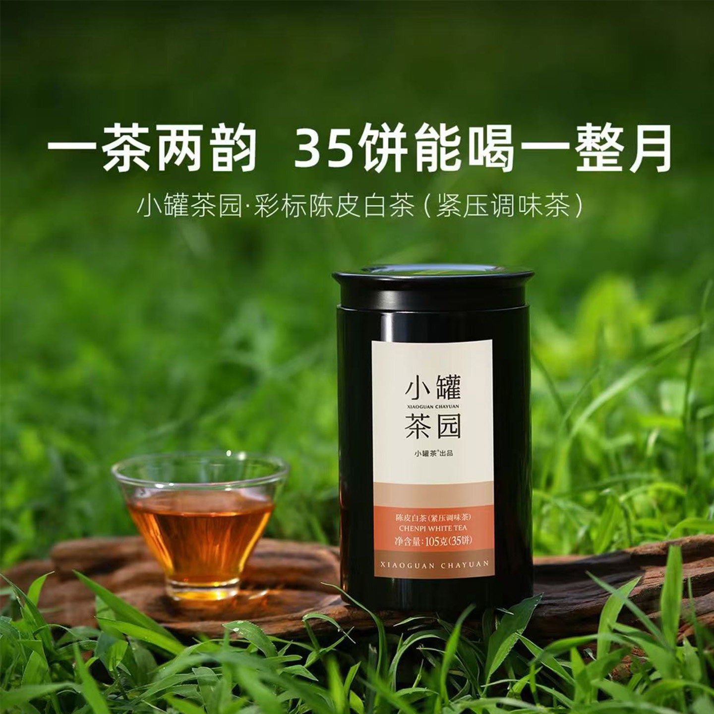 小罐茶园彩标系列陈皮白茶35饼/罐一级寿眉105g送人送长辈自饮