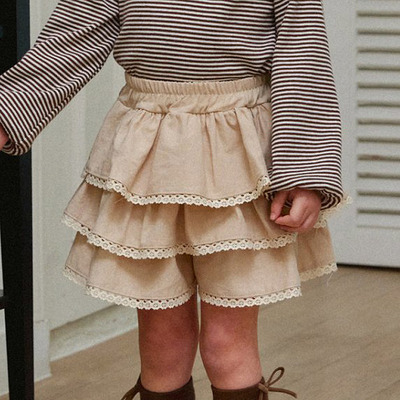 百搭蕾丝蛋糕裙裤 ROA韩国代购南大门童装26春款儿童女童短裤079