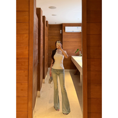 LIN BOUTIQUE 微喇叭高腰显瘦百搭浅色水洗休闲牛仔裤女春夏