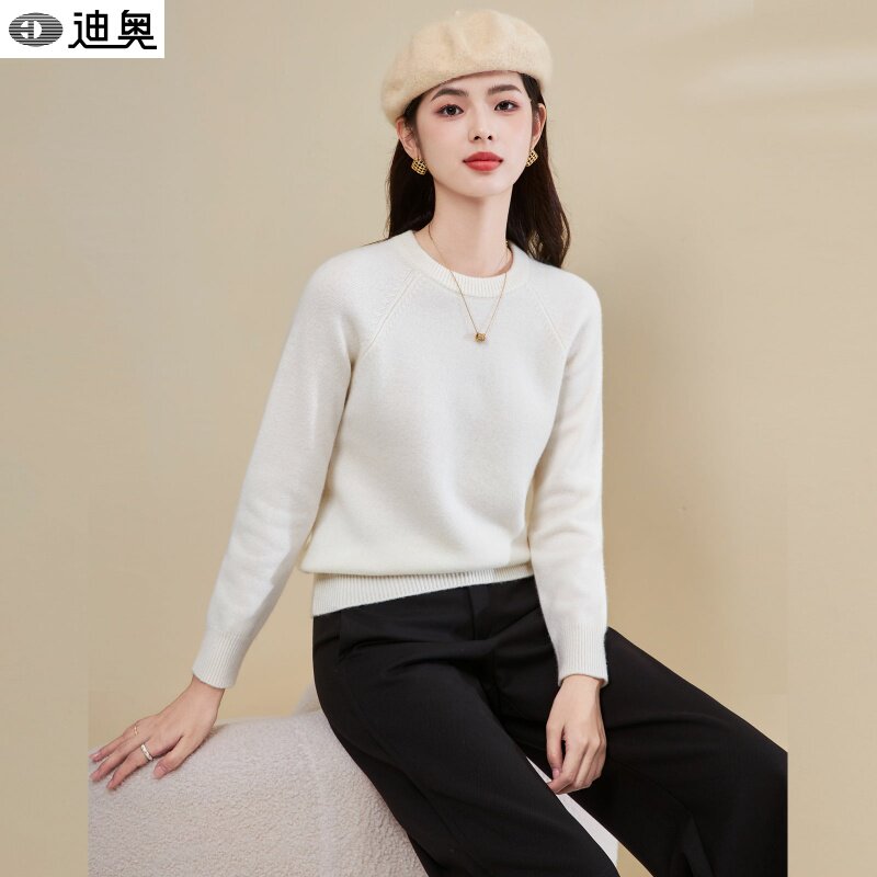 迪奥慵懒风高品质时尚气质圆领套头羊毛衫25秋冬新款简约百搭毛衣