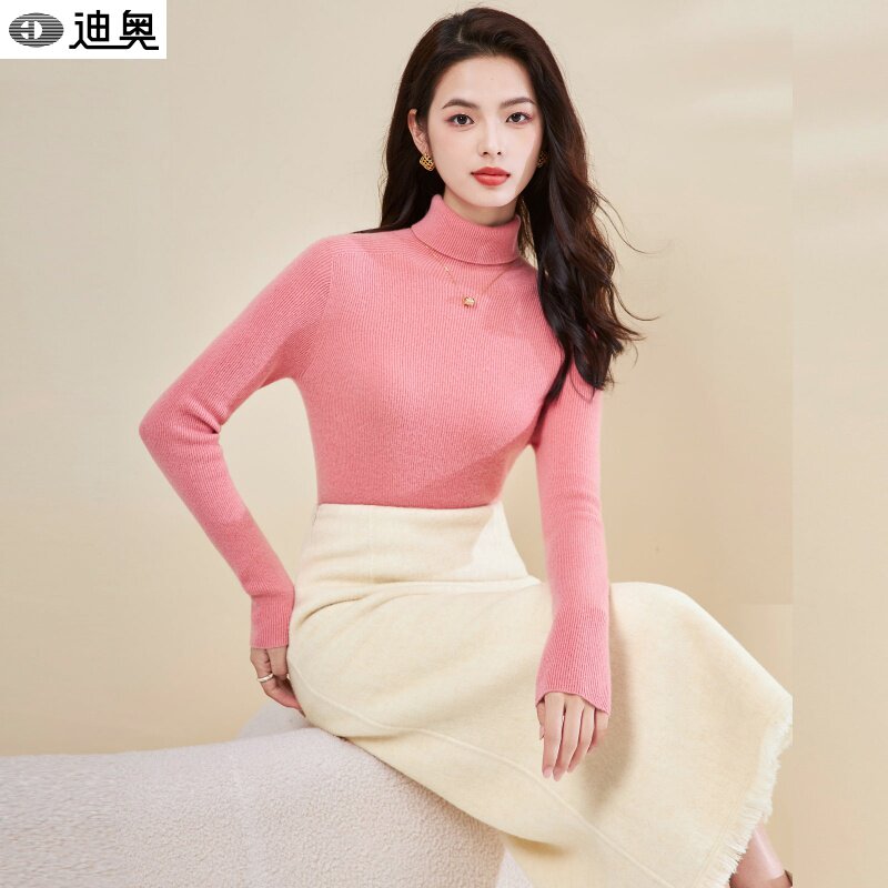 迪奥高品质高领羊毛针织衫时尚百搭打底衫25秋冬新款慵懒风毛衣女