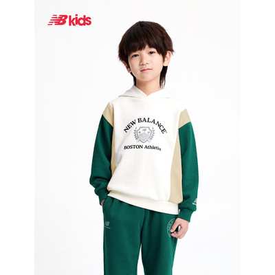 NEW BALANCE 男女童连帽圆领运动休闲套头卫衣 7CD34043-HUN