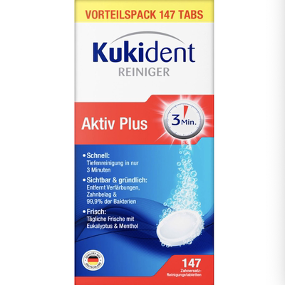 德国直邮 Kukident Aktiv Plus假牙清洁泡腾片 义齿牙套 快速消毒