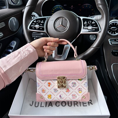 JULIACOURIER女包卡通印花盒子包包女2026新款百搭单肩斜挎小方包