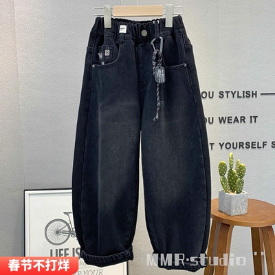 大E小e童装儿童韩版加绒牛仔裤潮