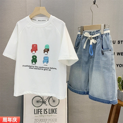 中大童韩版时尚印花短袖洋气T恤